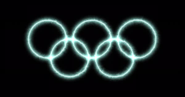 Blue olympic rings flaming. Loop - Stock Video Footage - Dissolve