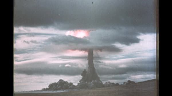 1950s Soviet atom bomb test and effects. Footage of the detonation of ...