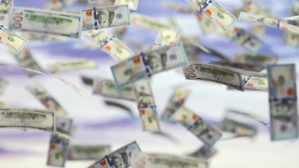 US 100-dollar bills falling from the sky, animation - HD Royalty-free ...