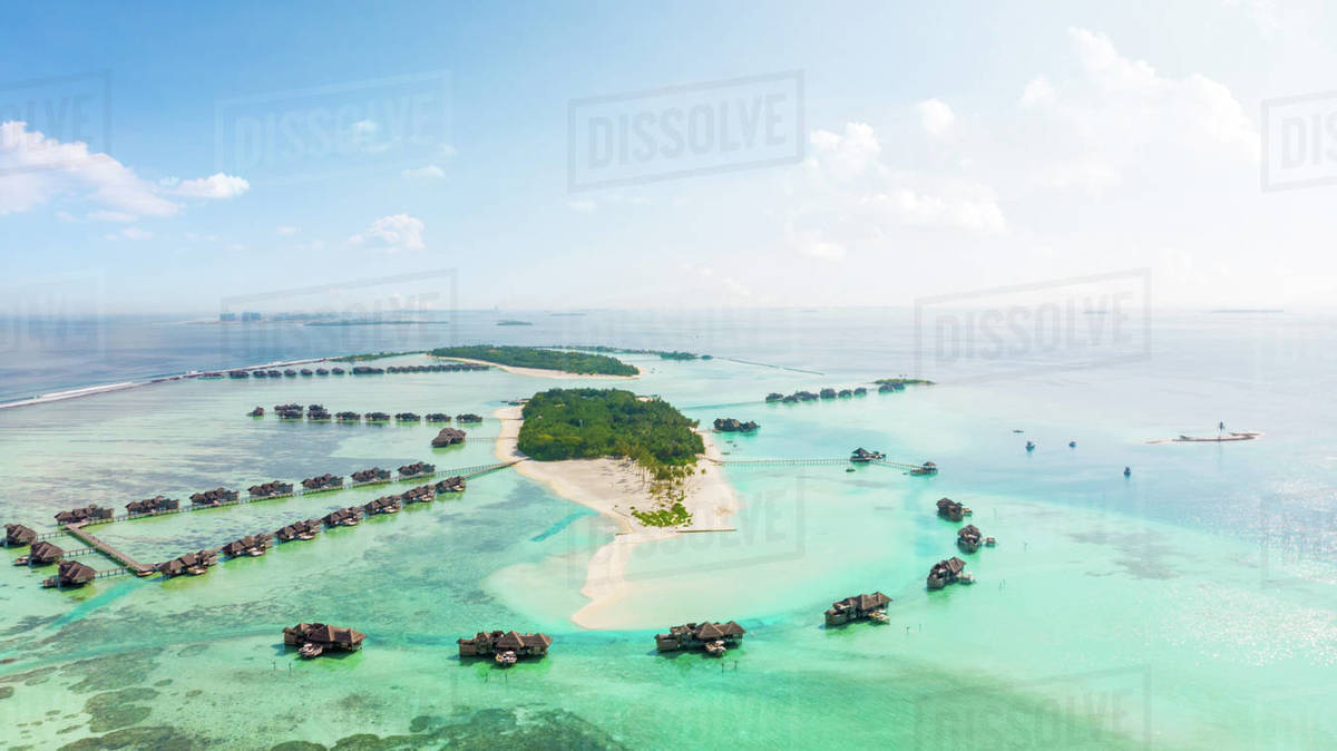 Maldives resorts from aerial view. Aerial view of Maldives island ...