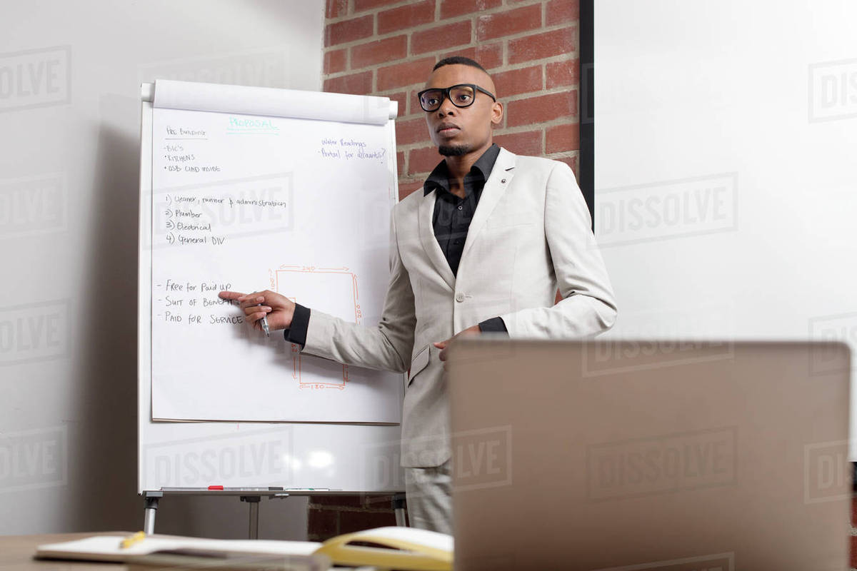 Young business man giving a presentation - Royalty-free Stock Photo ...