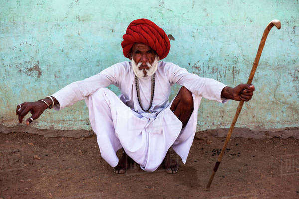 Rabari looking at the camera, Jawai, Rajasthan, India - Stock Photo ...