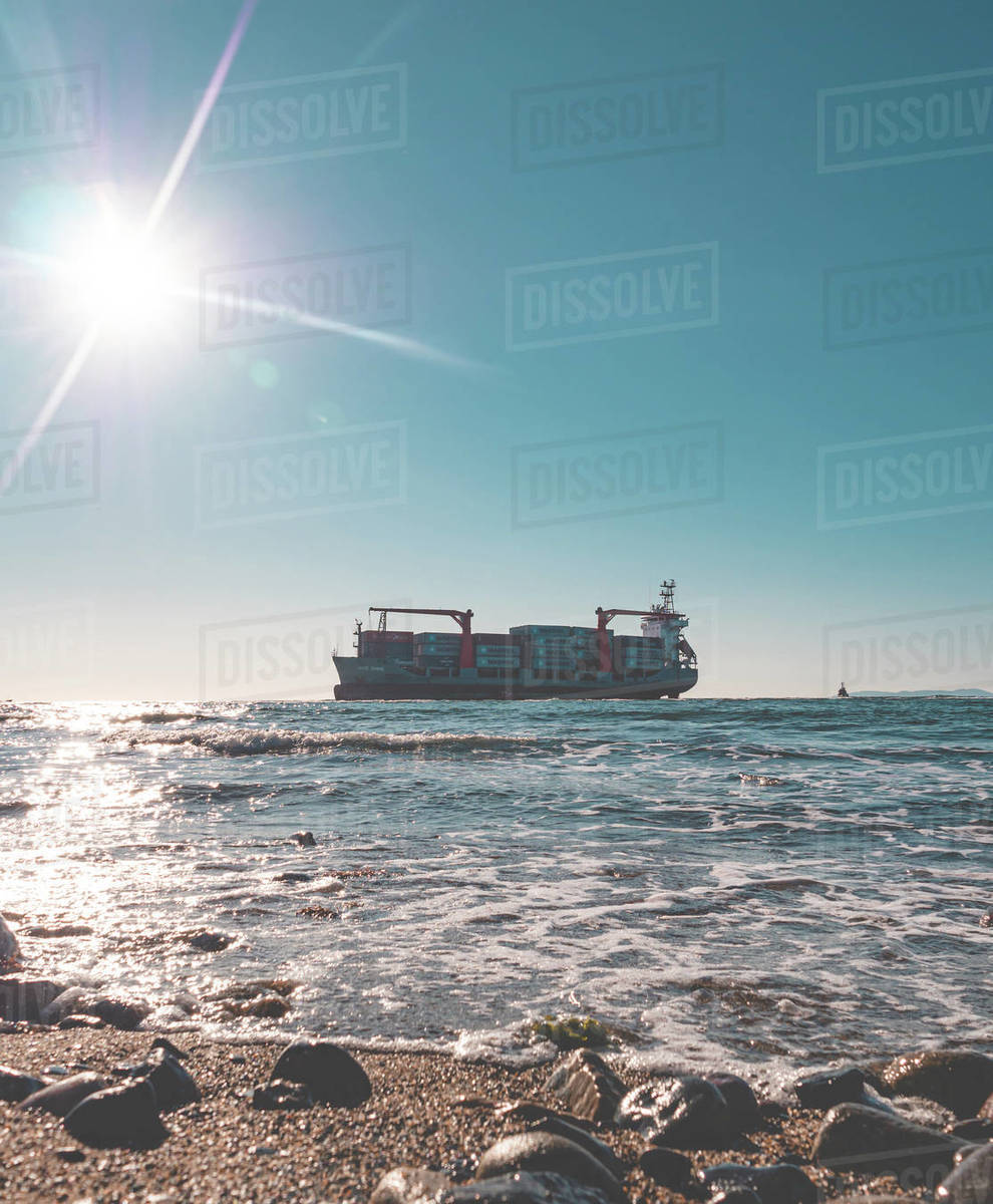 Container cargo ship stands aground after a storm. - Royalty-free Stock ...