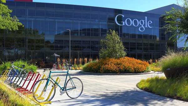 Establishing shot of Google Headquarters in silicon valley, California ...