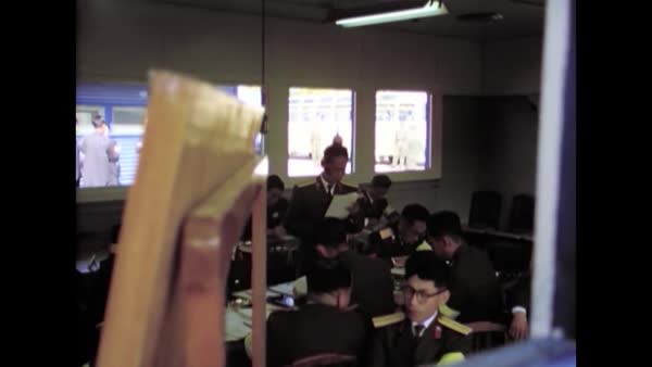 1968 - North Korean officers read statements at an armistice commission ...