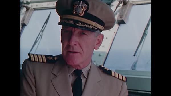 1965 - Captain Smith and his commanders keep a lookout on the bridge of ...