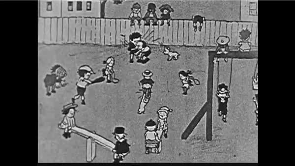 Early animated silent film from 1917 features a kid going to school ...