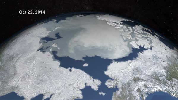 NASA animation sequence of sea ice and arctic icepack decline due to ...