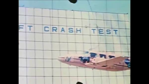 Crash test dummies are shaken as an aircraft is dropped and damaged in ...