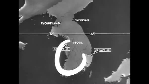 1950 - An animated map shows how UN forces crossed the 38th parallel in ...