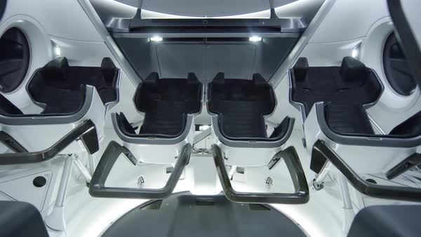Inside the cabin of the SpaceX Crew Dragon Spacecraft, 2019 - Stock ...