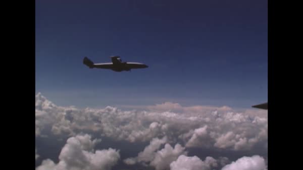 A weather reconnaissance aircraft carrying hurricane hunters is shown ...