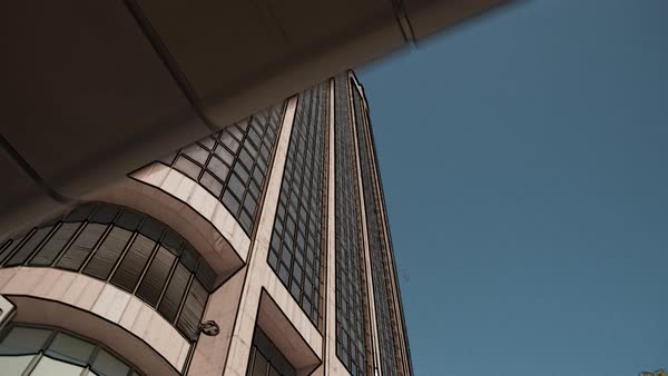 Tall buildings in the city center. Animated color sketch stop motion ...