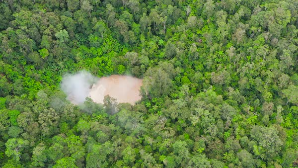 Lake near the Apo volcano. Lake Agco, Mindanao, Philippines. Mud lake ...