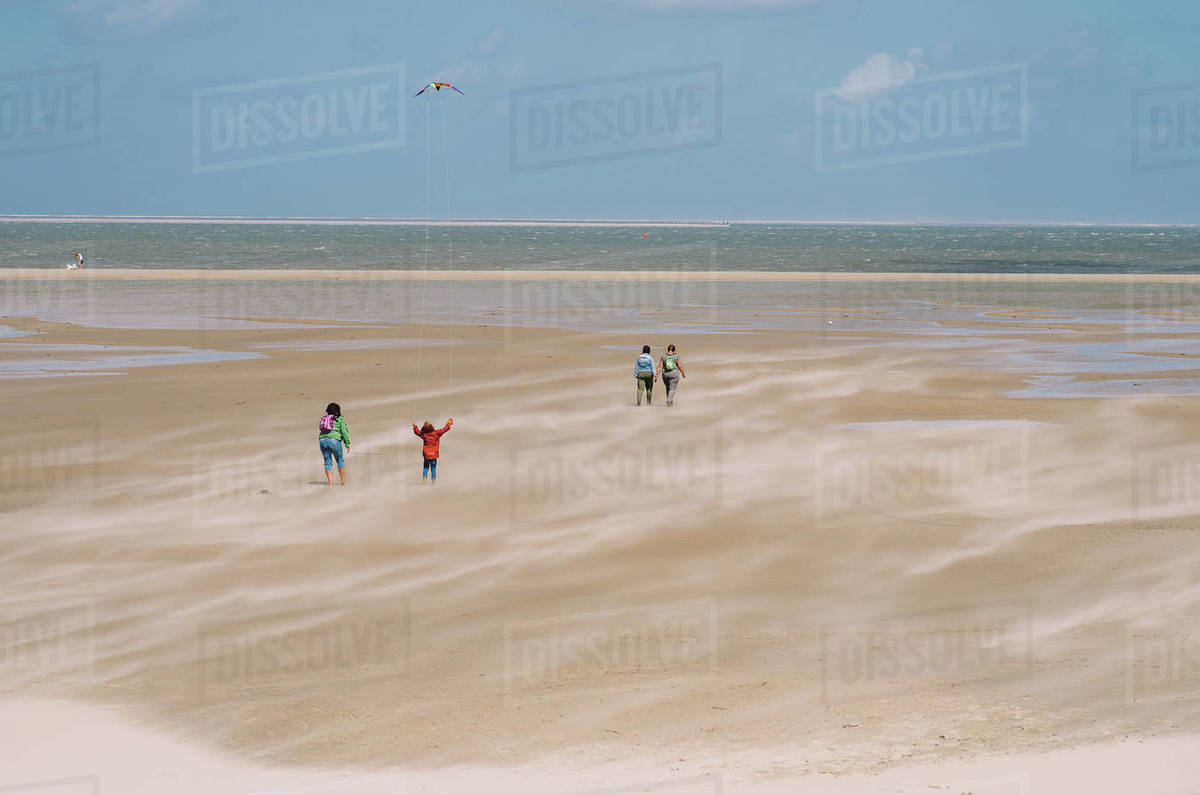 Walking on the windy beach - Stock Photo - Dissolve