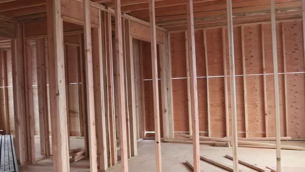 Wooden beam house construction home framing interior residential home ...