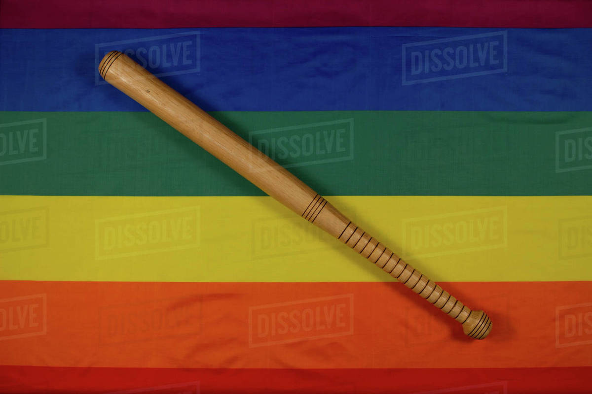 Wooden baseball bat with original design on LGBT rainbow flag ...