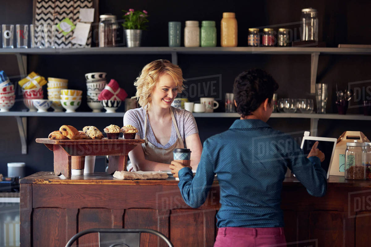 Customer In Coffee Shop Ordering Using Digital Tablet - Royalty-free ...