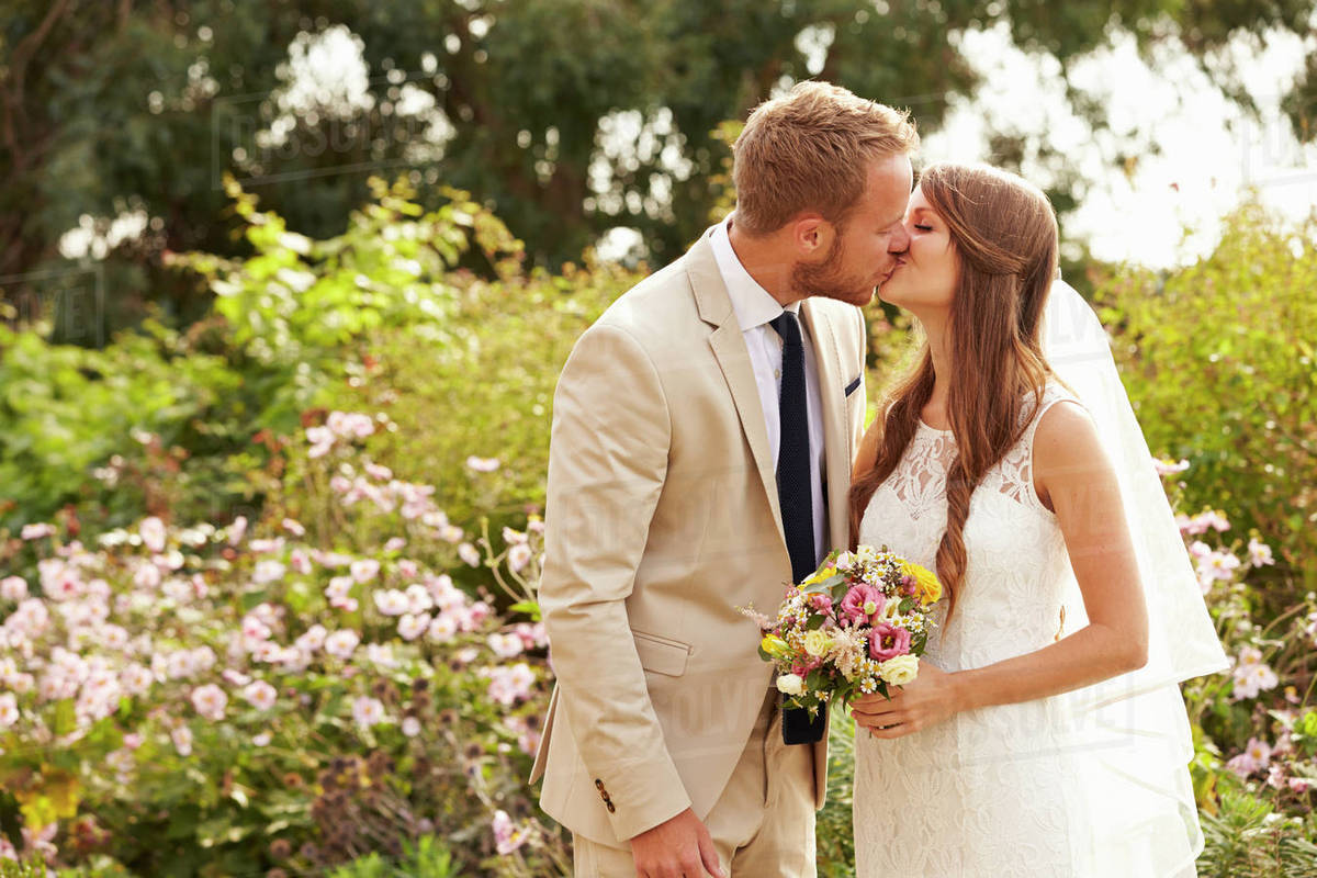 Romantic Young Couple Getting Married Outdoors - Royalty-free Stock ...