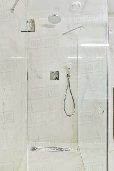 Modern shower stall in a bright bathroom - Royalty-free Stock Photo ...