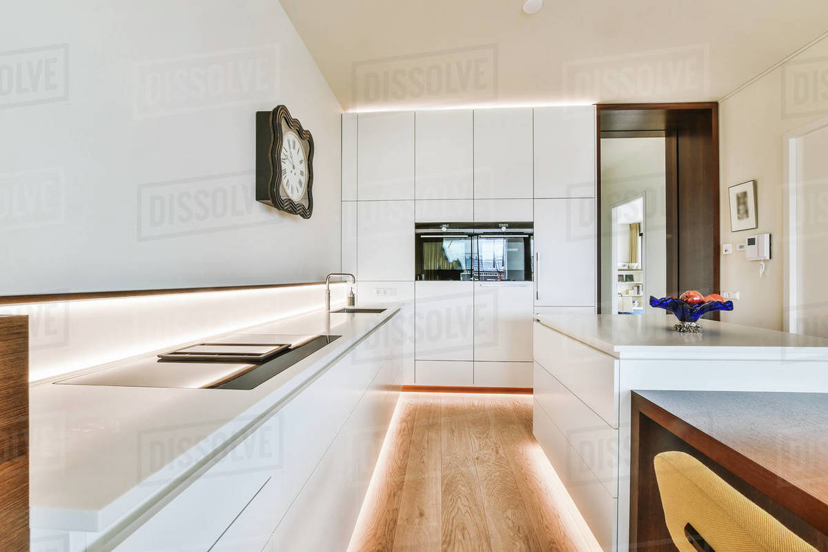 Contemporary home interior design of modern light apartment with open ...