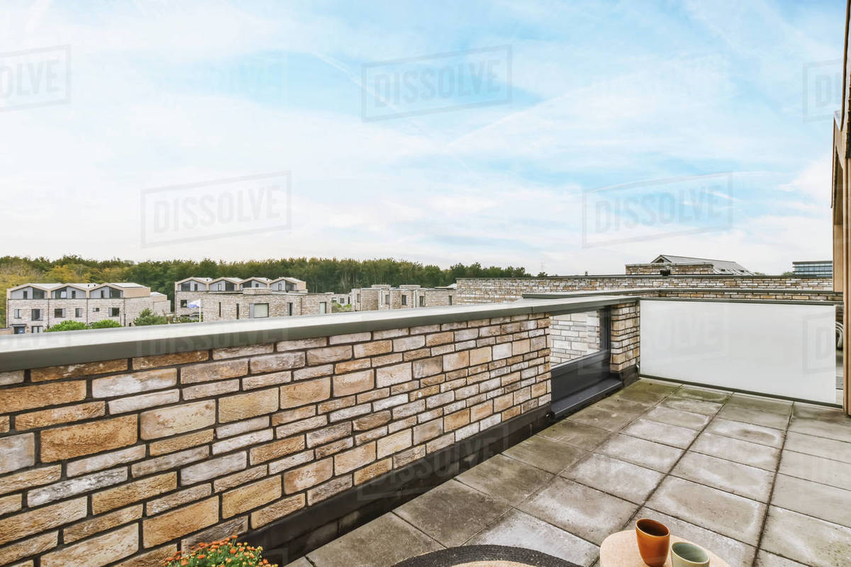 Stunning design of a gorgeous balcony with amazing views - Royalty-free ...