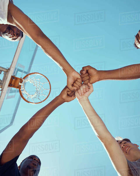 Diversity and hands of basketball sports teamwork in solidarity and ...