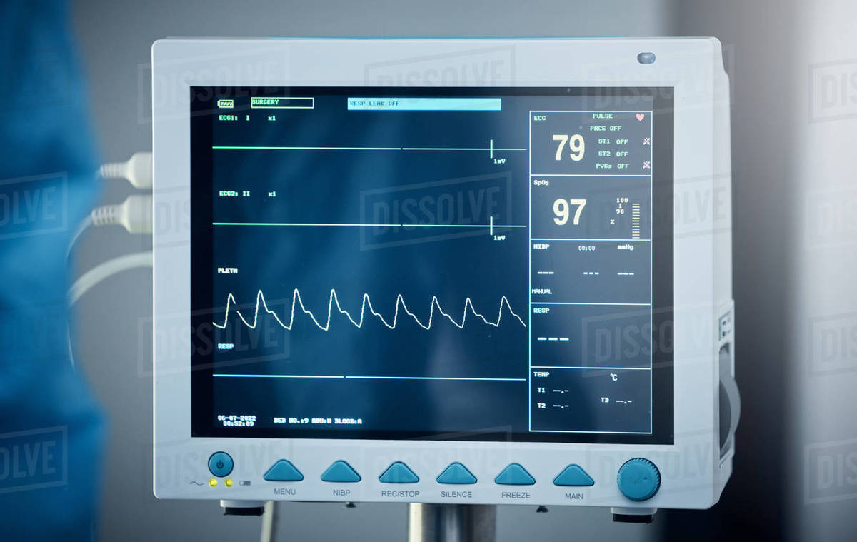 Healthcare, hospital and electrocardiogram monitor or screen. Medical ...