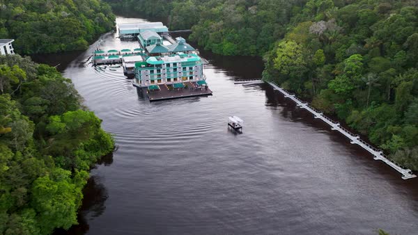 Amazonia float jungle lodge hotel structure at Amazon Rainforest ...