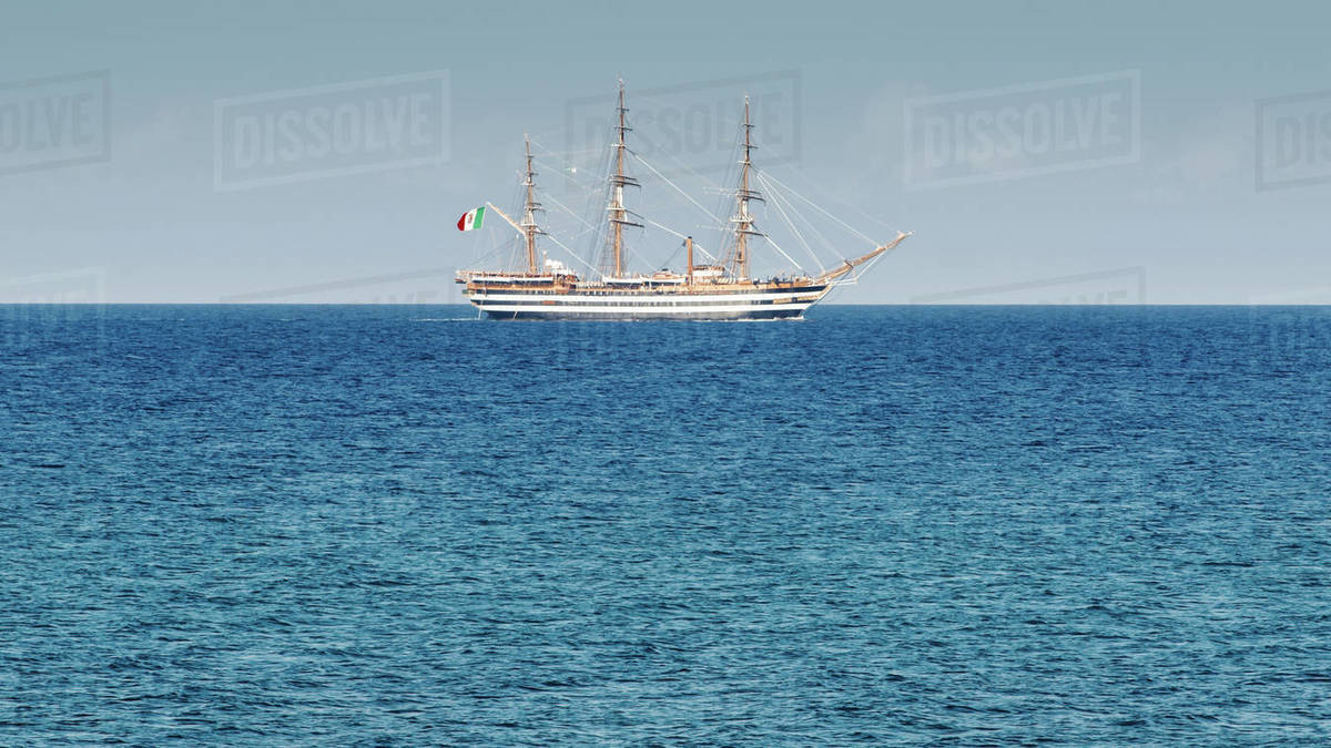 Amerigo Vespucci military sailing ship near the coast - Stock Photo ...