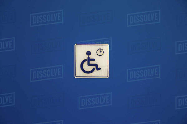 Square wheelchair sign to indicate waiting room for people with ...
