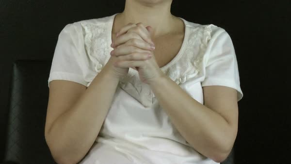 Portrait of nervous woman wringing her hands - Stock Video Footage ...