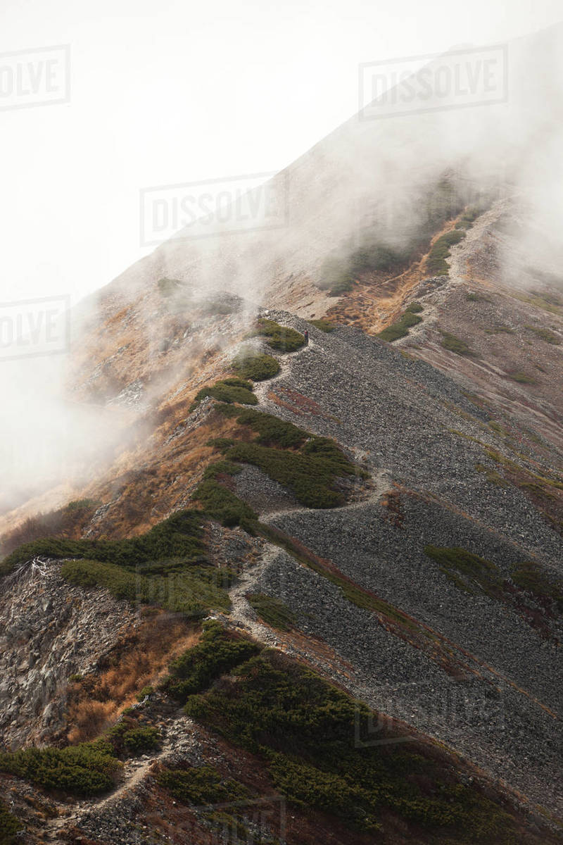 Path on a mountain ridge of Japanese Alps, Hakuba, Nagano, Japan, Asia ...