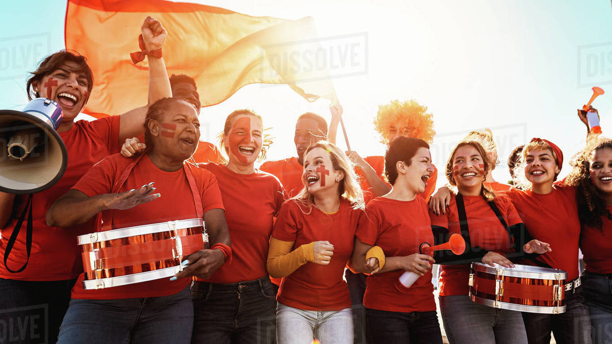 Football Fans Having Fun Cheering Their Favorite Team Soccer Sport Entertainment Concept
