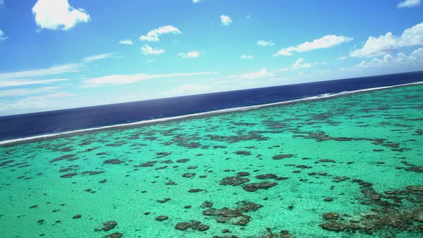 Aerial view of Tupai Heart Island French Polynesia South Pacific Ocean ...