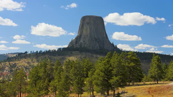 Timelapse sunrise view of Devils Tower USA Wyoming a National Monument ...