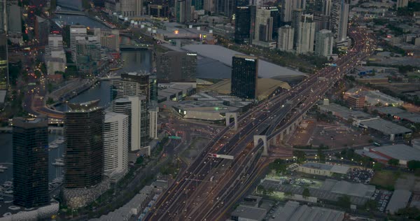 Melbourne Australia - March 2018: Aerial view commuter vehicles ...