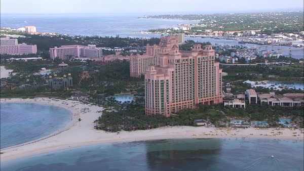 Bahamas - September 2017: Aerial coastline view of Atlantis Paradise ...