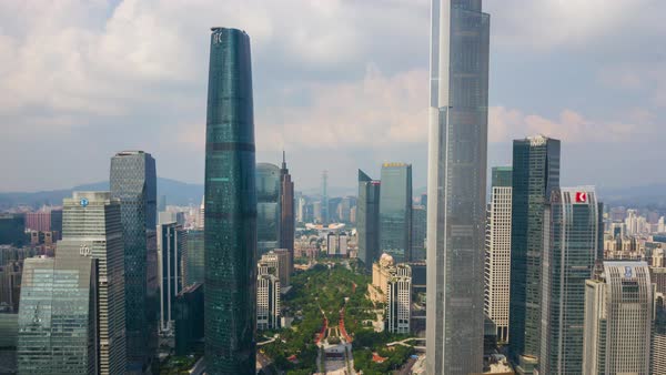 Sunny Day Guangzhou City Downtown Tianhe District Square Aerial ...