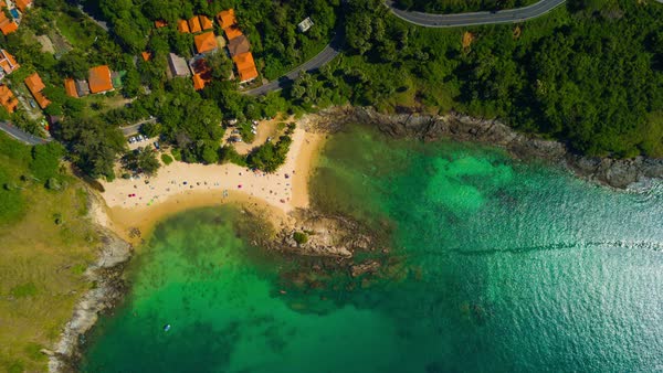 Sunny Day Phuket Island Beach Aerial Panorama Timelapse Thailand ...