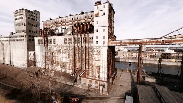 Aerial shot of an abandoned factory in Montreal, Canada - Stock Video ...