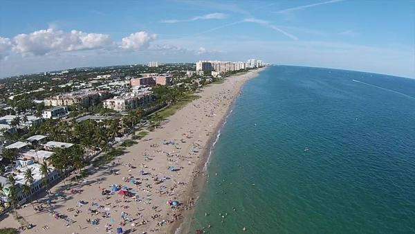 Extreme wide shot of a beach in Fort Lauderdale, Florida - Stock Video ...