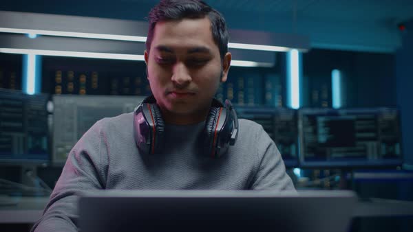 Portrait of Handsome Indian Software Developer / Hacker / Programmer ...