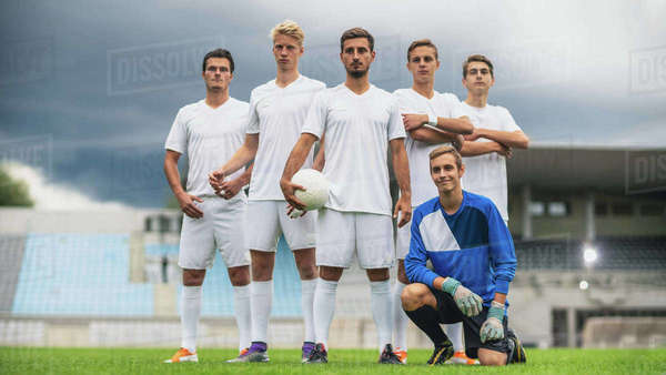 Professional Soccer Players Team Posing for a Group Photo Standing on a ...