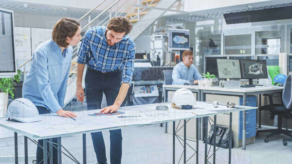 In the Busy Engineering Agency: Diverse Group of Engineers, Technicians ...