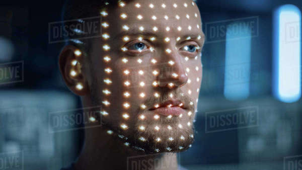 Handsome Young Caucasian Man is Identified by Biometric Facial ...