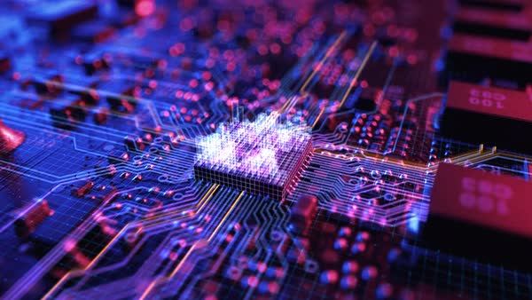 Circuit board CPU processor starting digitalization process - Stock ...