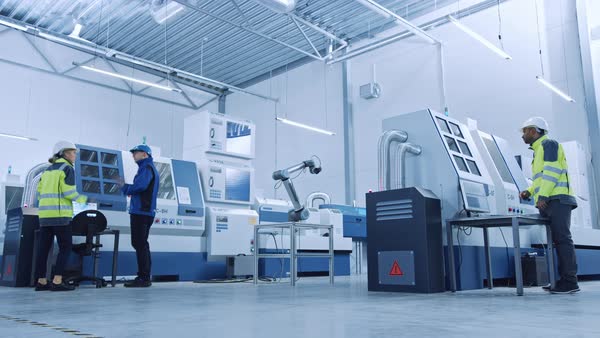 Indusry 4.0 Factory: Team of Engineers, Technicians, Professionals and ...