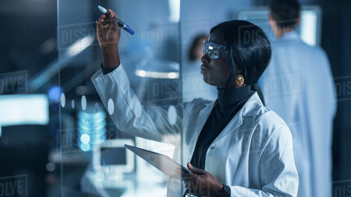 In the Research Laboratory Smart and Beautiful African American Female ...