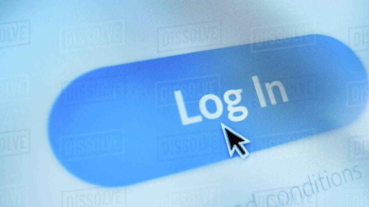 Close-up Macro Shot: Device Screen with Website Showing Blue "Log In ...
